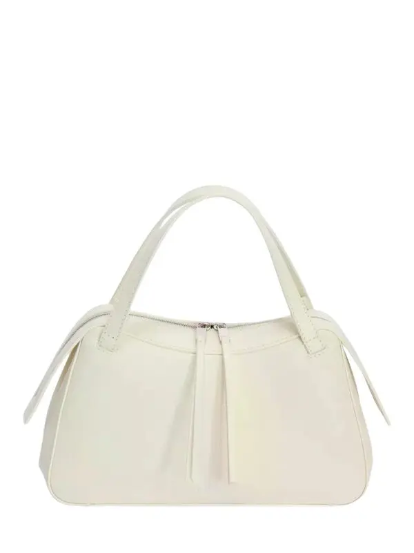JIL SANDER Embossed Logo Leather Shoulder Bag - Neutrals
