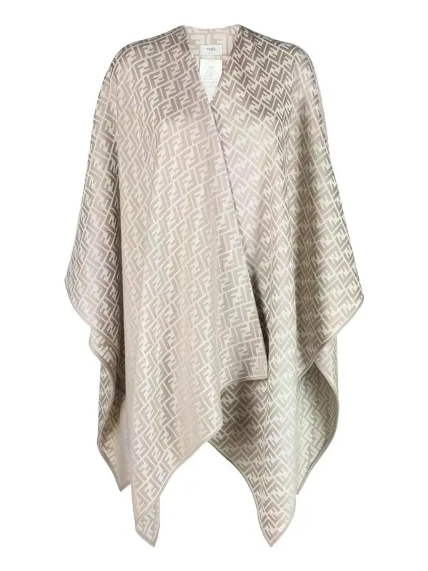 Fendi Ff-monogram Knitted Cape - Neutrals