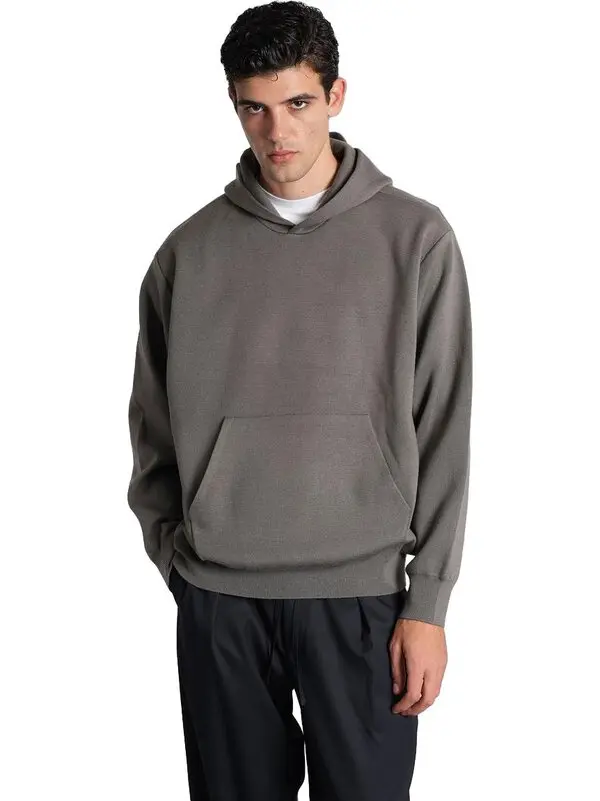 Attachment Hooded Wool Sweatshirt - Grey