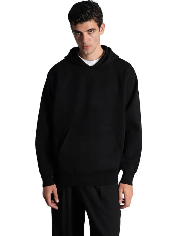 Attachment Hooded Wool Sweatshirt - Black
