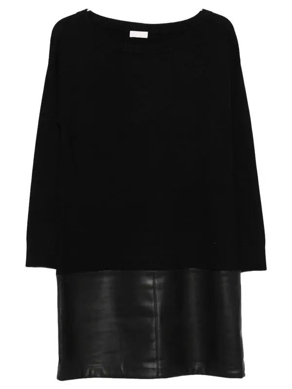 Liu Jo Short Dress With Boat Neck - Black