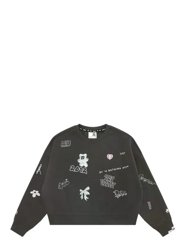 A BATHING APE Appliqué Graphic Sweater - Grey