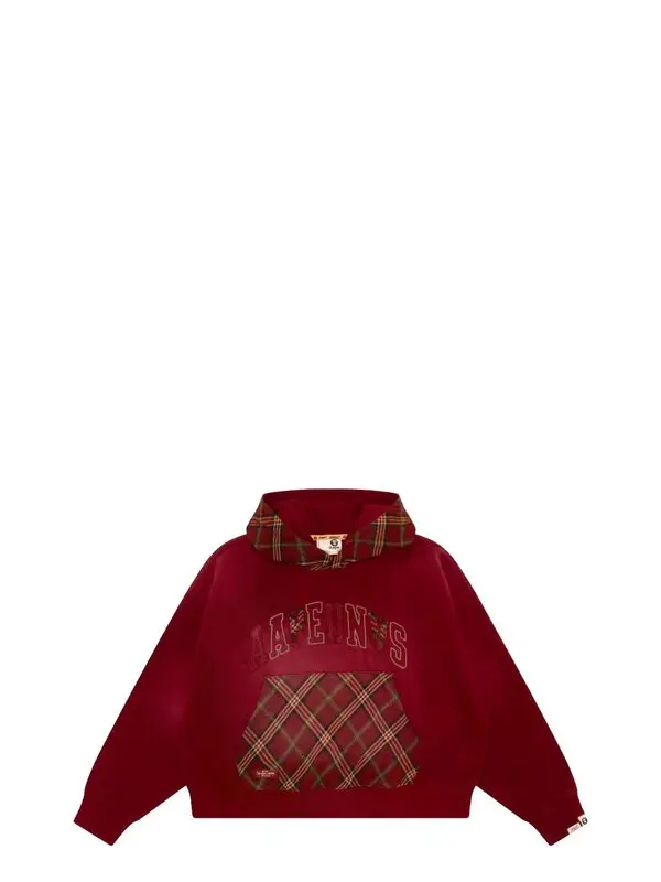A BATHING APE Tartan Appliqué Hoodie - Red