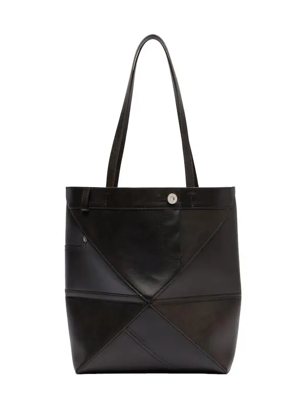 Loewe Puzzle Fold Medium Leather Tote - Brown
