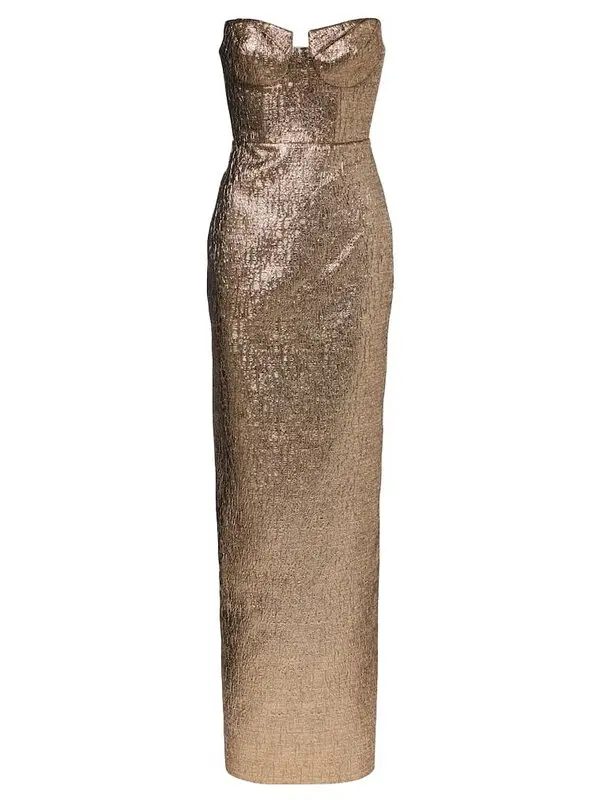 Roland Mouret Lamé Jacquard Bustier Gown - Gold