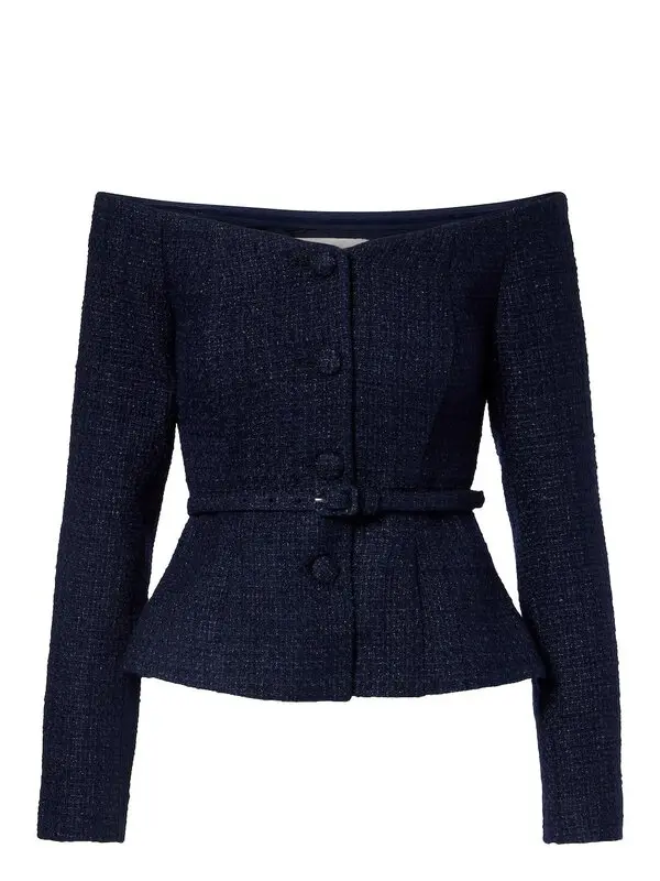 Roland Mouret Off-shoulder Bouclé Top - Blue