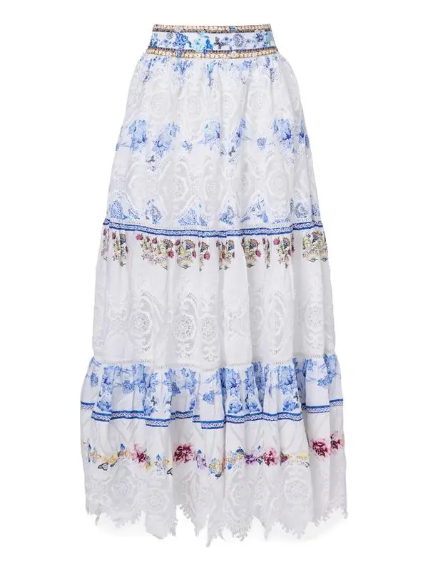 Camilla All About That Lace Linen Midi Skirt - Multicoloured