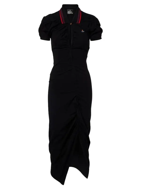 VIVIENNE WESTWOOD Ruched Cotton Midi Dress - Black