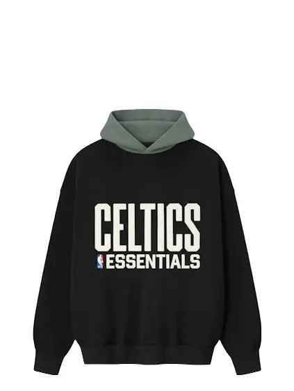 Fear Of God Essentials Celtics Sport Hoodie - Black/balsam Green