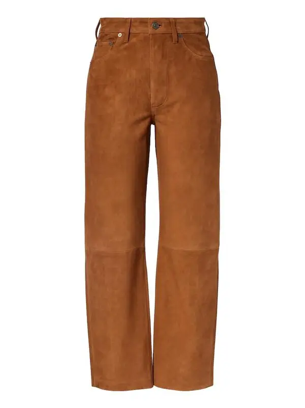Citizens Of Humanity Miro Mid-rise Straight-leg Suede Pants - Brown