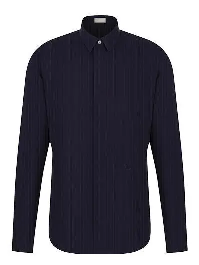 Dior Bee Embroidery Shirt - Navy Blue Striped