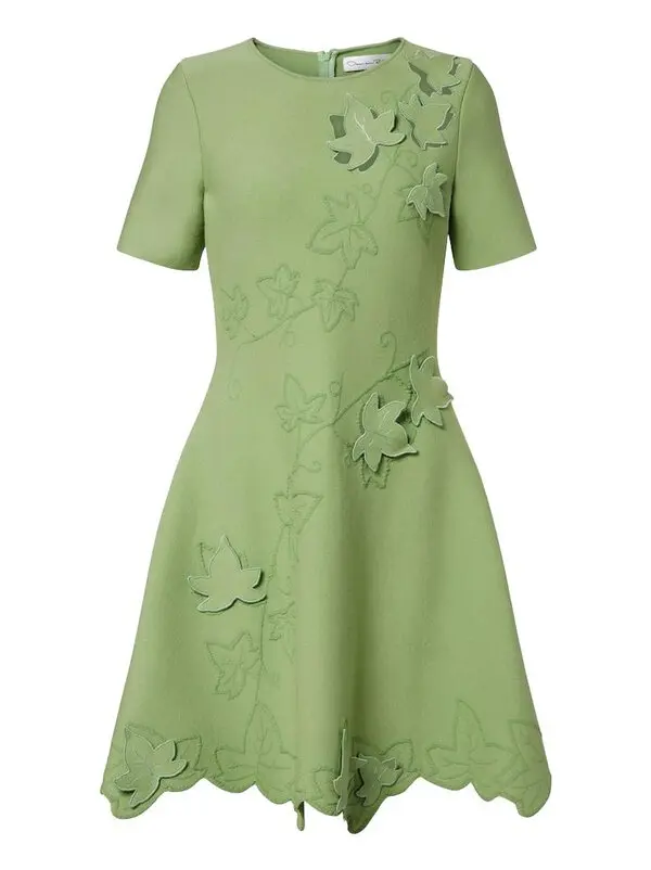 Oscar De La Renta Ivy Cutout Embroidered Minidress - Green