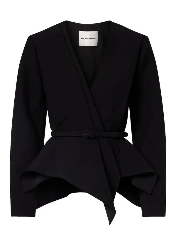 Roland Mouret Asymmetric Draped Crêpe Blazer - Black