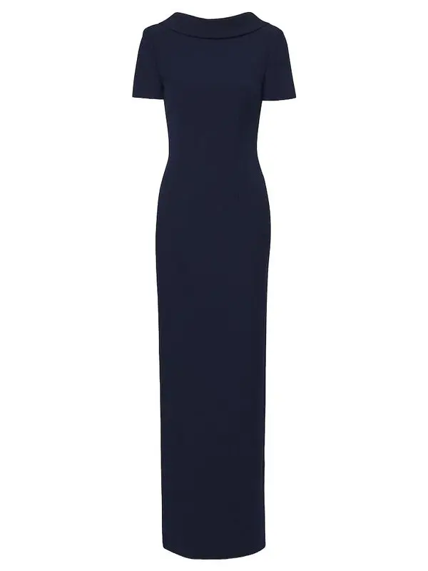 Roland Mouret Crêpe Gown With Concealed Back Zip And Vent - Blue