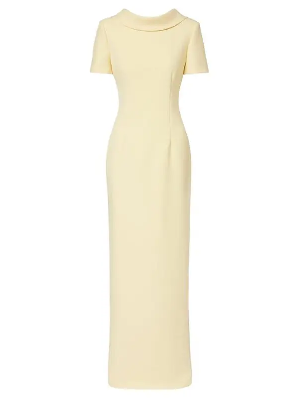 Roland Mouret Crêpe Gown With Concealed Back Zip And Vent - Yellow