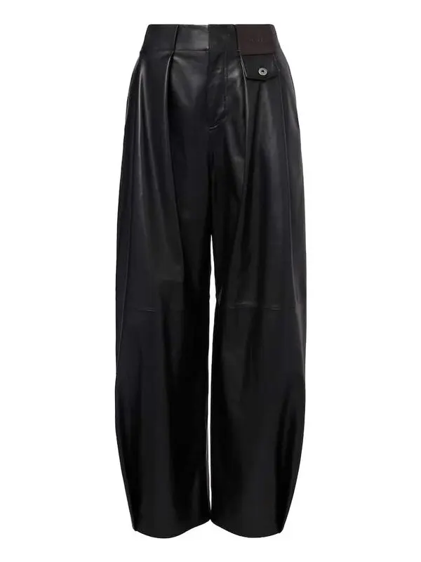 Loewe Leather Barrel-leg Trousers - Black