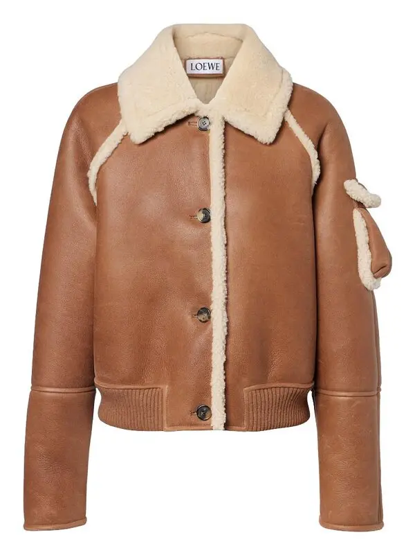 Loewe Shearling-trimmed Leather Blouson - Brown