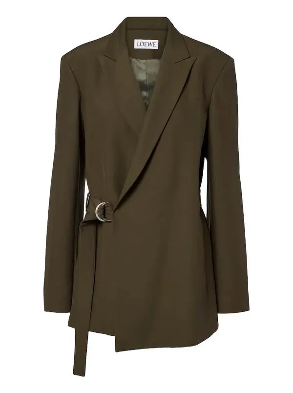 Loewe Belted Wool Blazer - Green