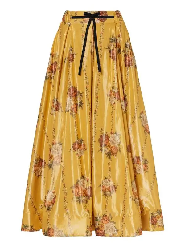 Agua Bendita Delta Floral Cotton-blend Maxi Skirt - Yellow
