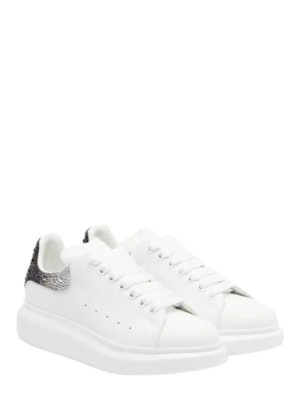 Alexander McQueen Oversized Embellished Leather Sneakers - White