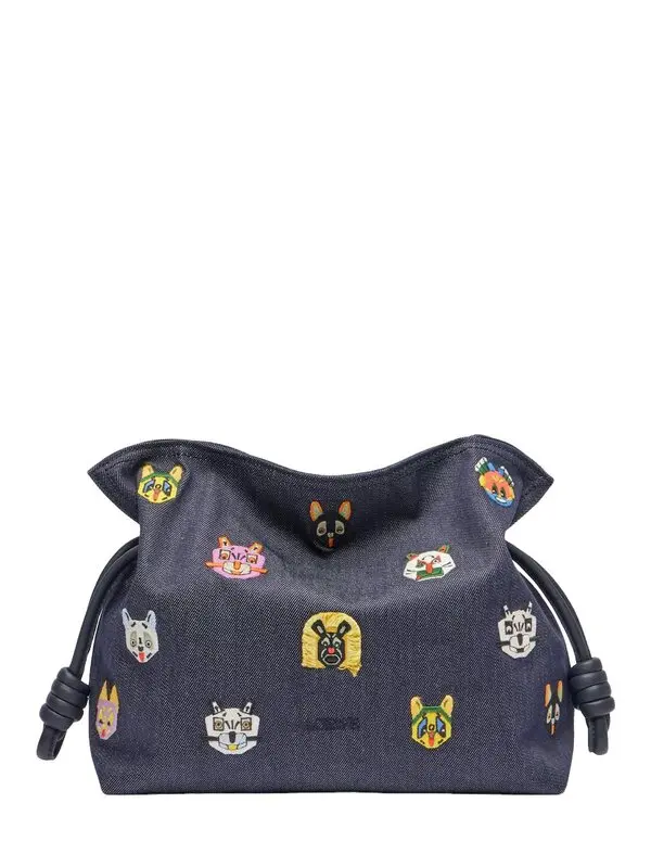 Loewe X Louis Wain Flamenco Cats Medium Canvas Clutch - Blue