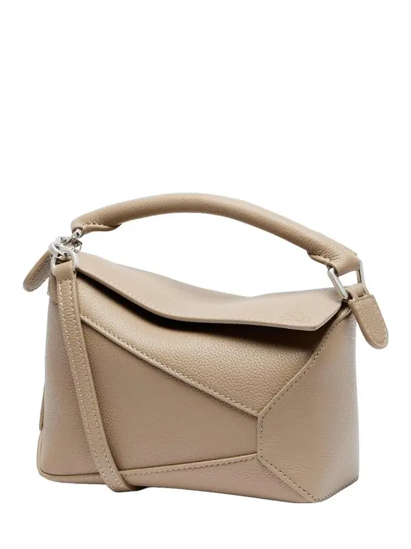 Loewe Puzzle Edge Mini Leather Tote Bag - Beige