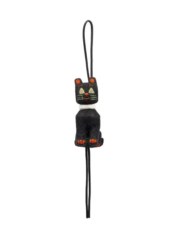 Loewe X Louis Wain Cats Leather-trimmed Wool Bag Charm - Black