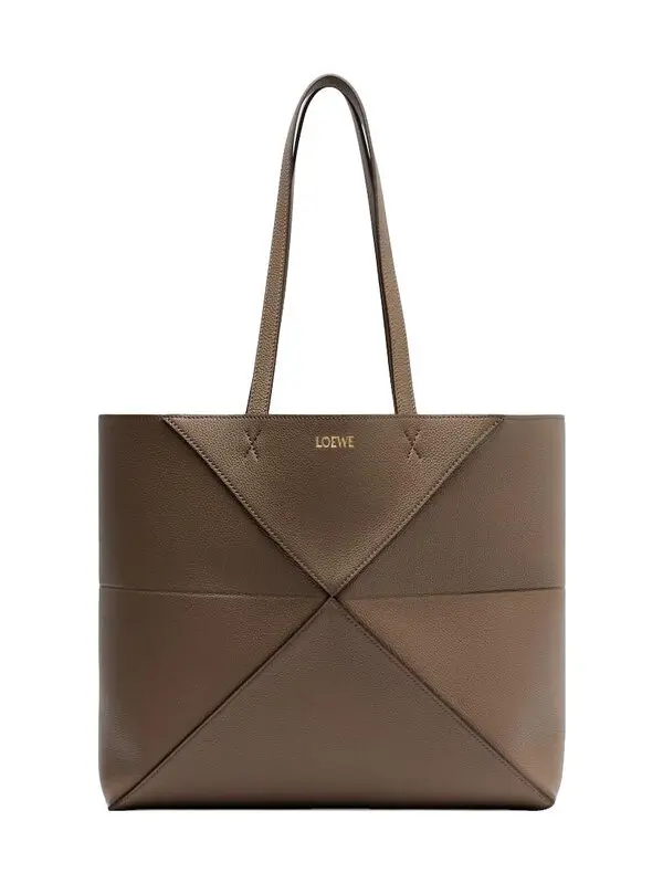 Loewe Puzzle Fold Medium Leather Tote - Grey