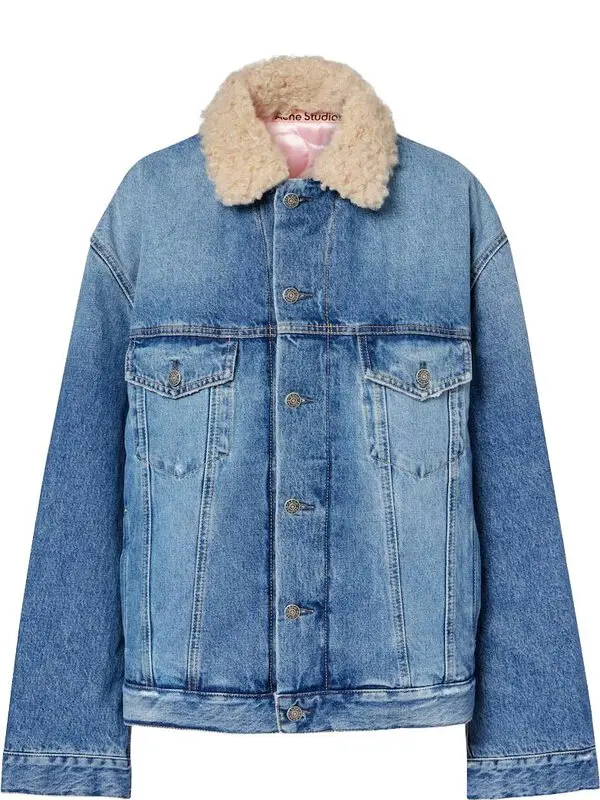 Acne Studios Teddy-trimmed Denim Jacket - Blue