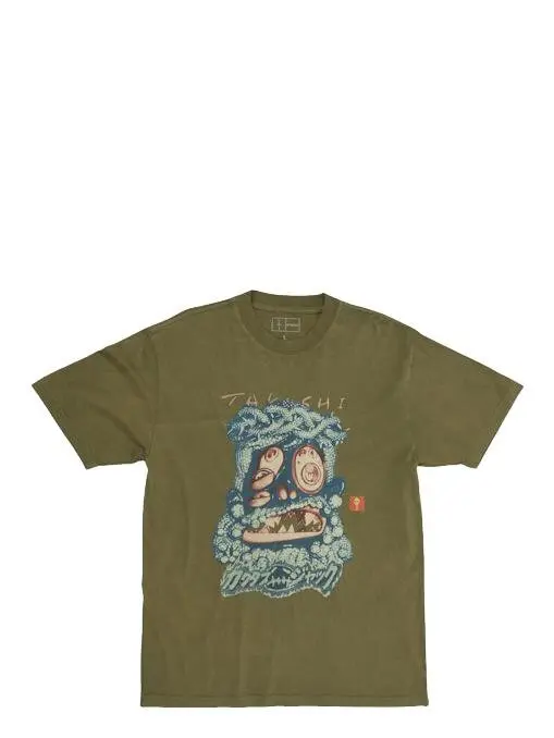 TRAVIS SCOTT Cactus Jack X Takashi Murakami Melted Utopia Dream Zodiac Tee Shirt - Olive