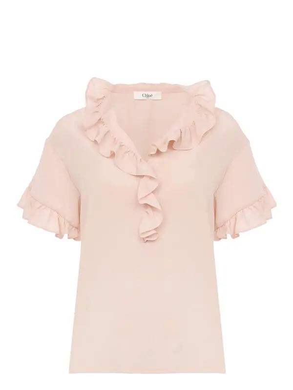 Chloé Short-sleeve Ruffle Top - Delicate Pink