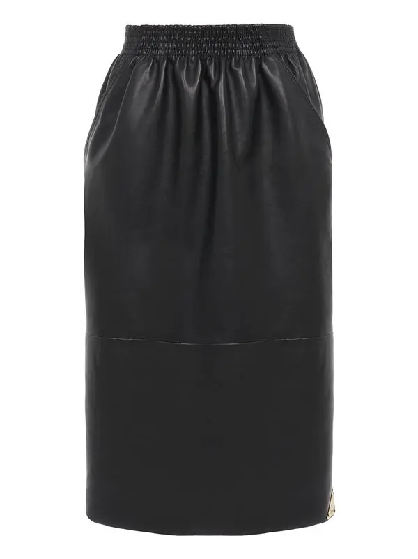 Chloé Knee-length Leather Pencil Skirt - Black