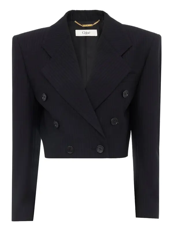 Chloé Striped Wool Spencer Jacket - Black