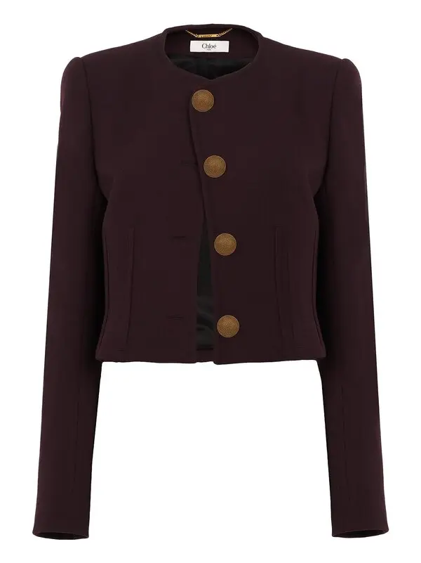 Chloé Wool Crêpe Cropped Jacket - Obscure Purple