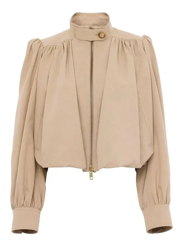 Chloé Gathered Canvas Jacket - Worn Brown