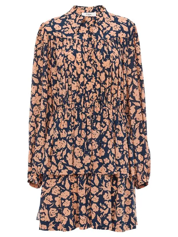 Chloé Gathered Mini Dress - Blue - Pink