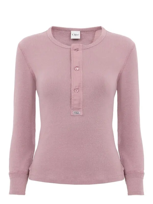 Chloé Fitted Henley Shirt - Blushy Purple