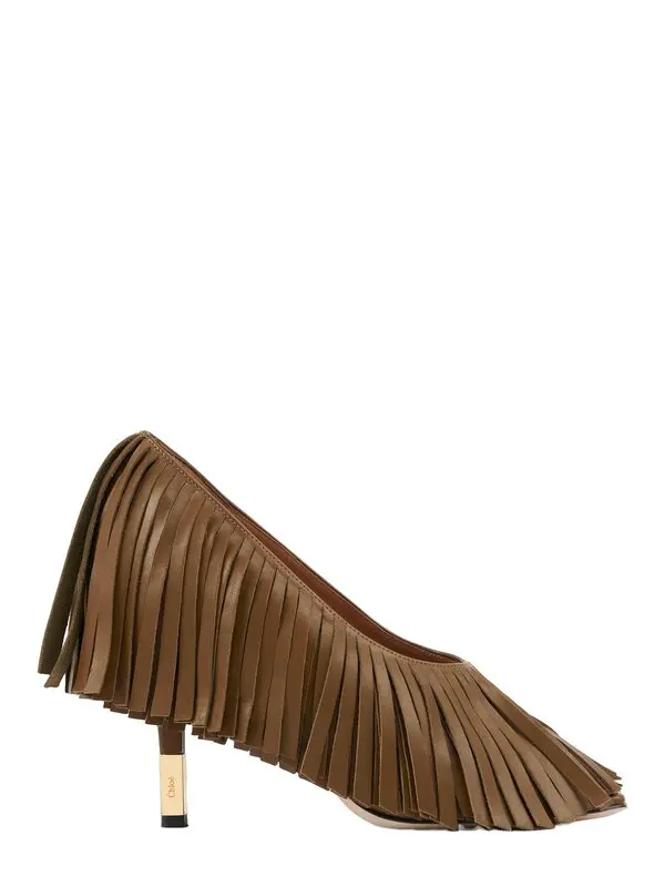 Chloé Mona Leather Pumps - Dark Khaki