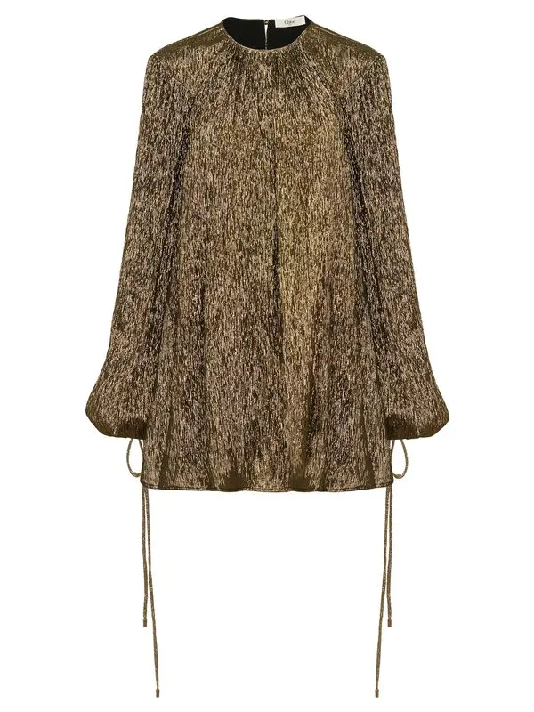 Chloé Gathered Mini Dress - Black Gold
