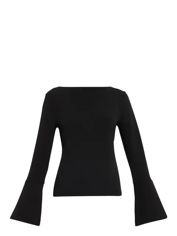 Emporio Armani Bateau-neck Crepe Viscose Jersey Top - Solid Blac
