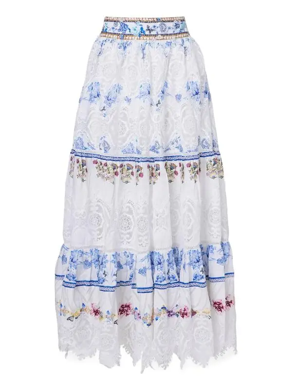 Camilla All About That Lace Linen Midi Skirt - Multicoloured