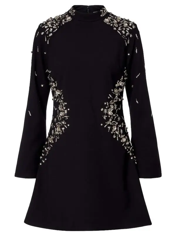 Simkhai Carla Embellished Crepe Mini Dress - Black
