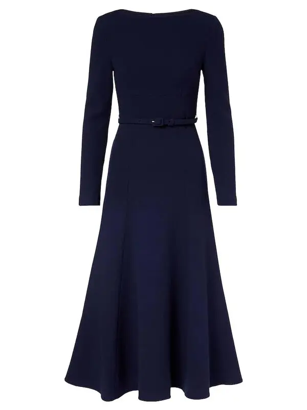 Roland Mouret Belted Wool Crepe Midi Dress - Blue