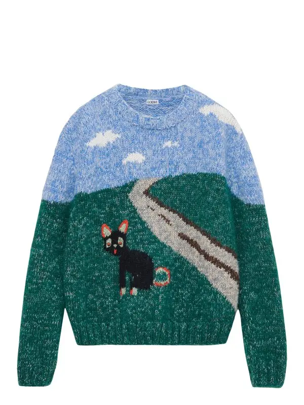 Loewe X Louis Wain Wool-blend Cat Sweater - Blue