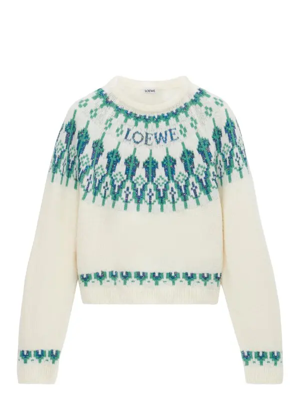 Loewe Wool-blend Fair Isle Sweater - White