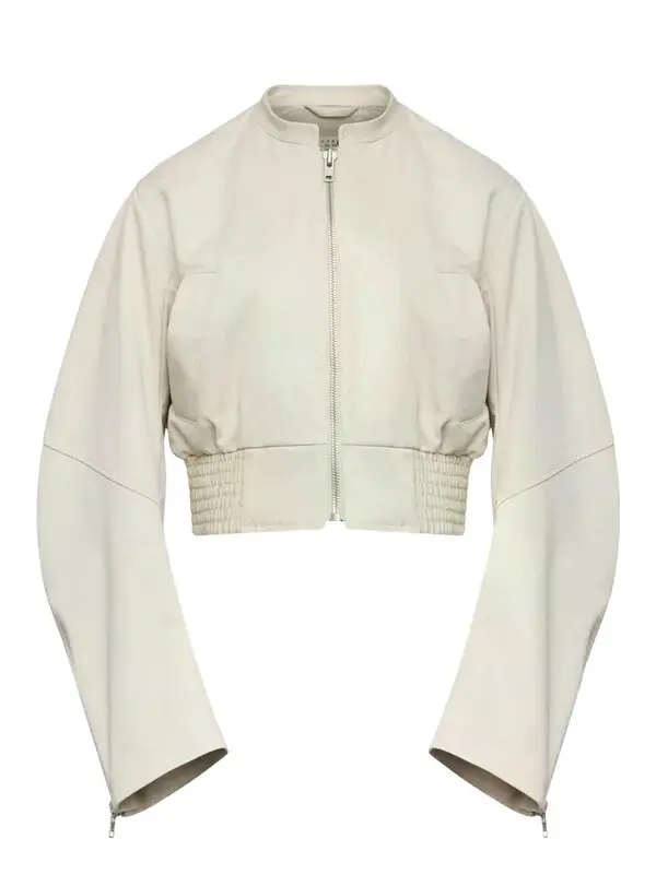 MAISON MARGIELA Zip-up Ruched Bomber Jacket - Neutrals