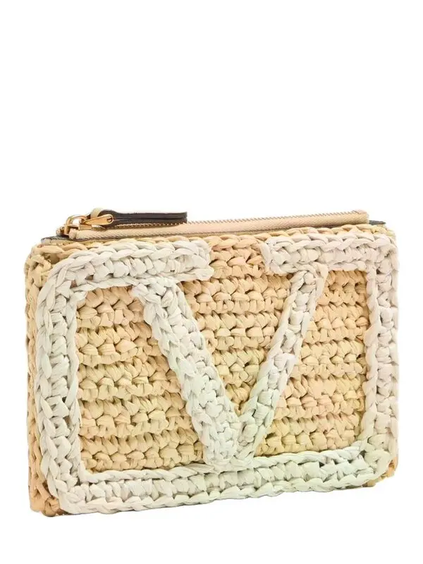 Valentino Garavani Small Clutch Bag With Logo Detail - Neutrals
