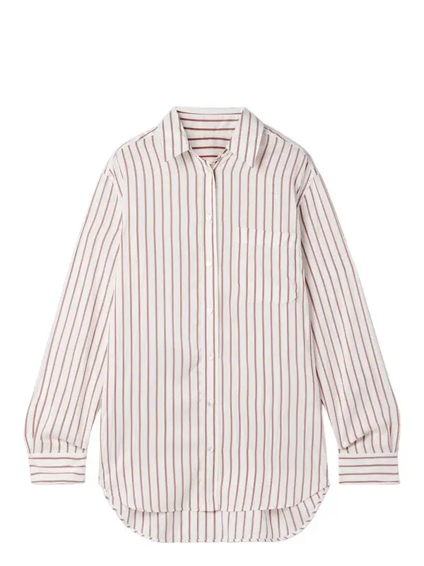 THE ROW Gavina Striped Silk Shirt - Ivory