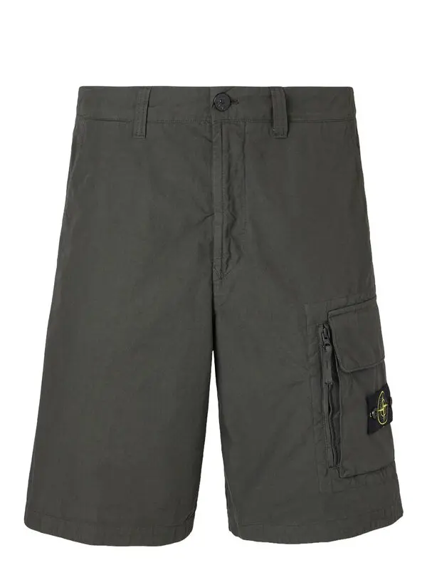 Stone Island Straight-leg Cotton-canvas Cargo Shorts - Gray