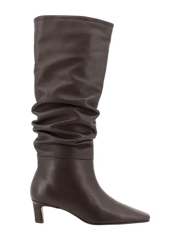 ALOHAS Draped Knee-high Boots In Smooth Leather - Brown